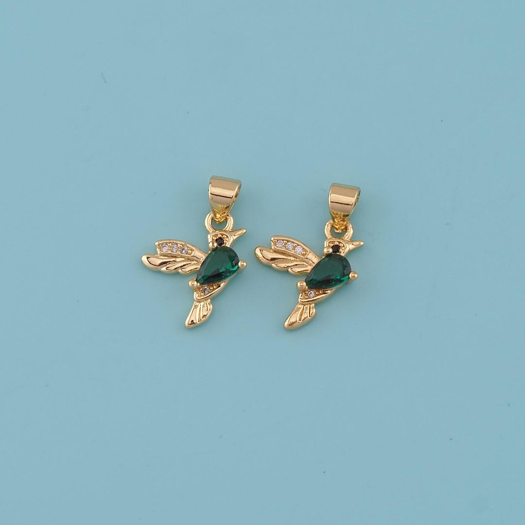 18K Gold Filled Hummingbird Pendant,cz Micro Pave Exquisite Bird Charm ...
