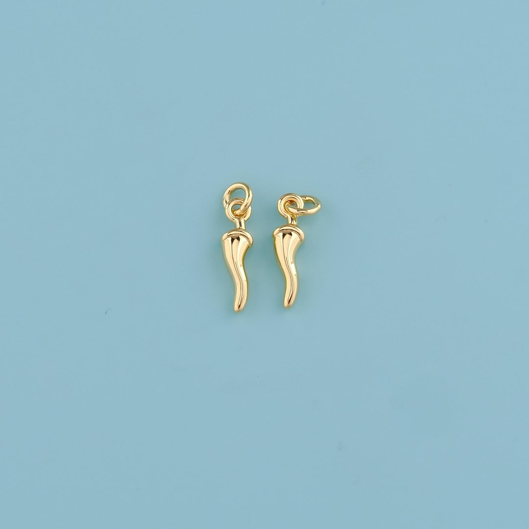 18K Gold Filled Italian Horn Pendant,horn Charm,cornicello Gift for ...