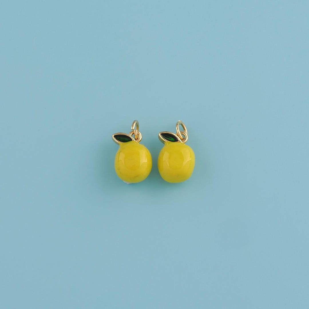 18K Gold Filled Lemon Pendant,enamel Fruit Charm Necklace,diy Jewelry ...