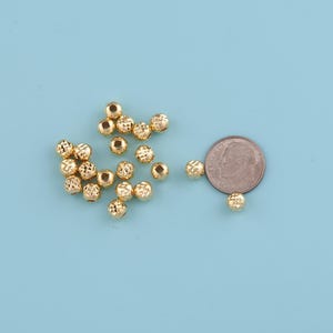 10pcs 18K Gold Filled Texture Round Spacer Beads,diamond Cut Beads,gold ...
