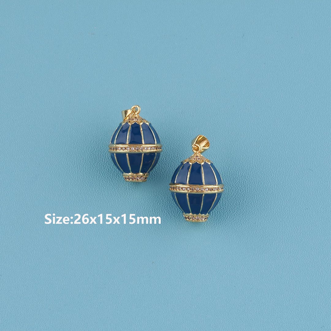 18K Gold Filled Hot Air Balloon Pendant,enamel CZ Balloon Charms ...
