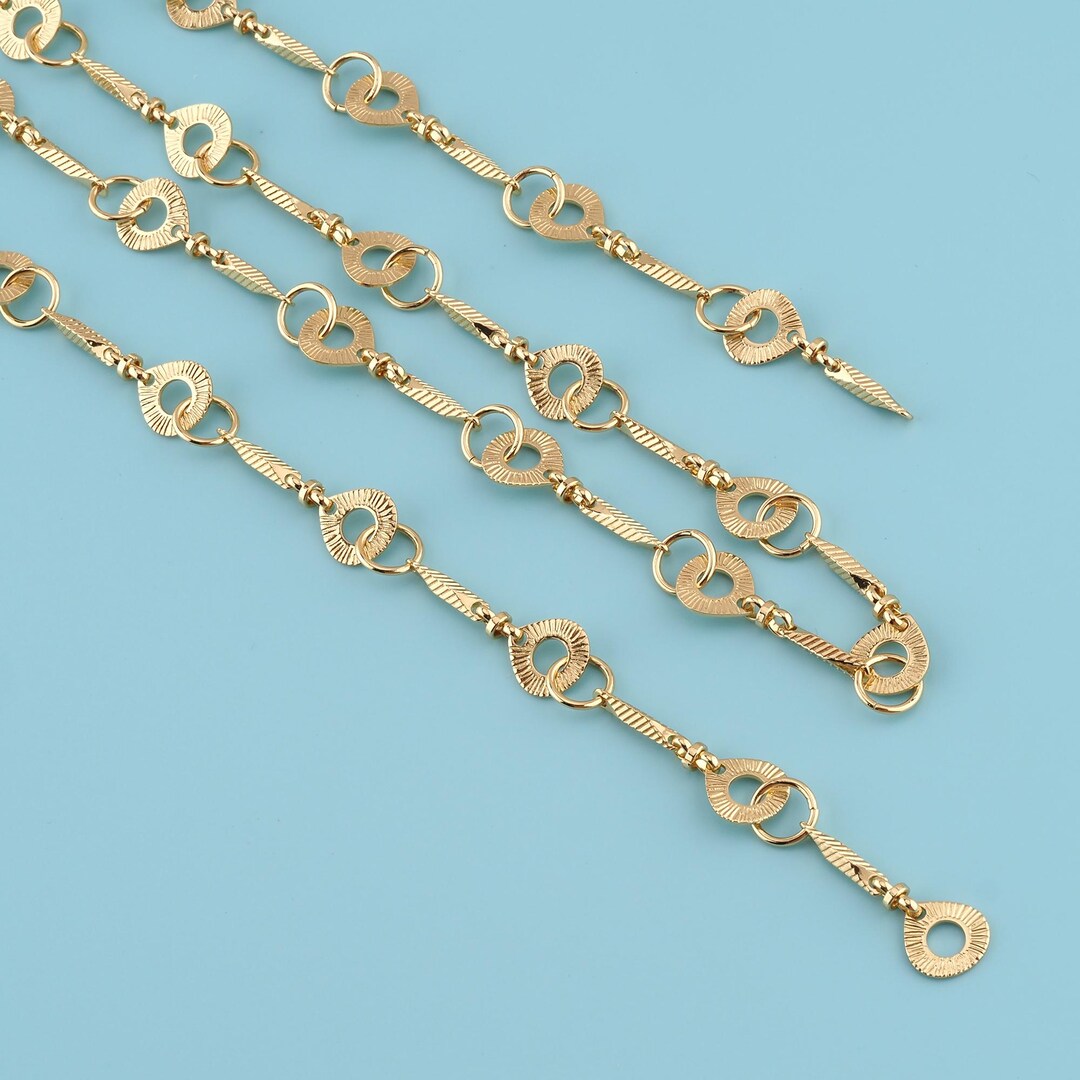 1 Meter 18K Gold Filled Texture Chain,geometry Chain,semi-finished ...