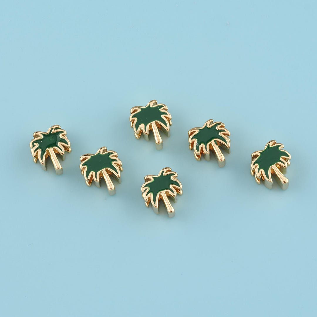 18K Gold Filled Palm Tree Spacer Beads,enamel Tree Spacer Beads,spacer ...