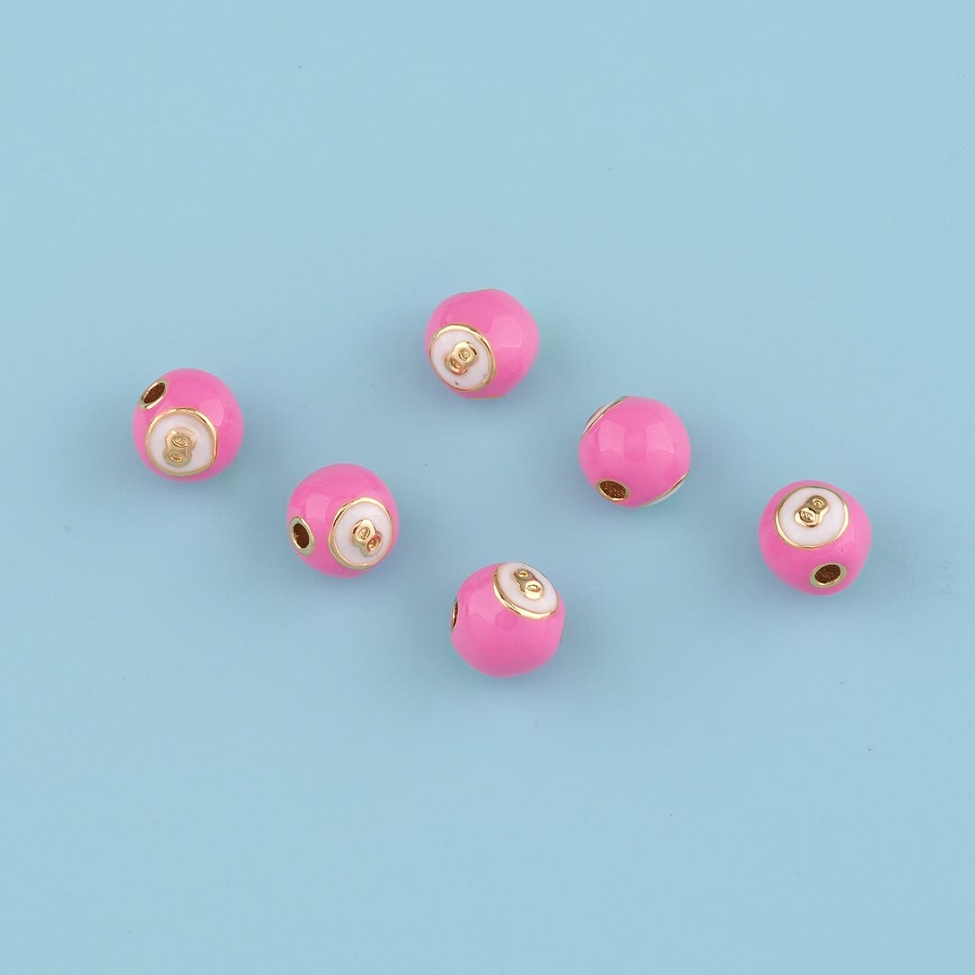 18K Gold Filled Billiard Ball Spacer Beads,round Enamel Spacer Beads ...