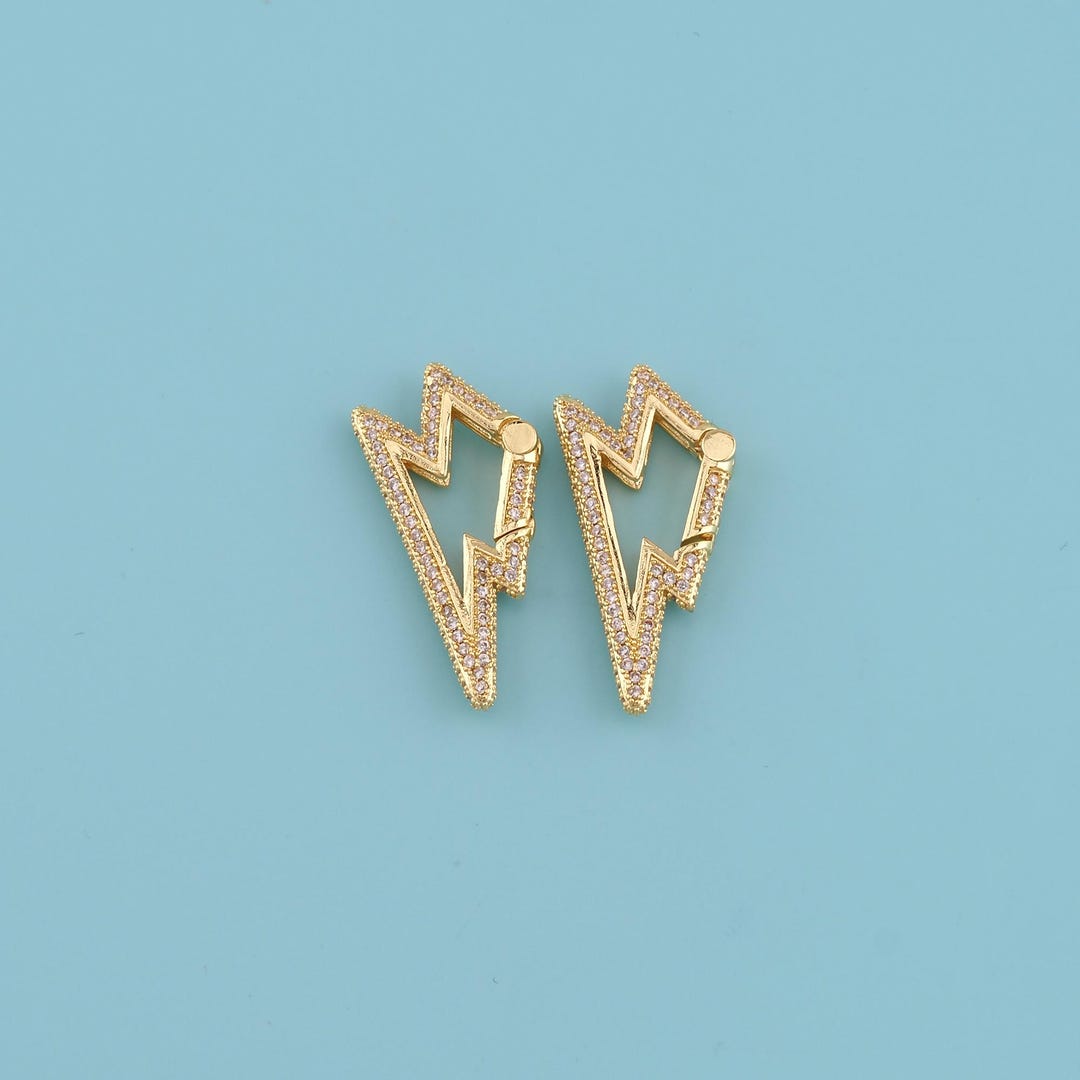 18K Gold Filled Lightning Bolt Clasp,lightning Carabiner Clasp ...