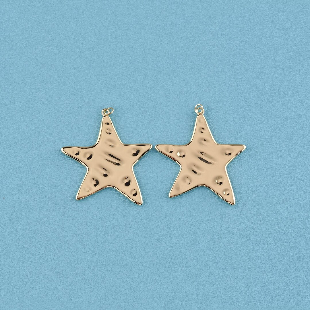 18K Gold Filled Star Pendant,hammered Star Charm,large Star Necklace ...