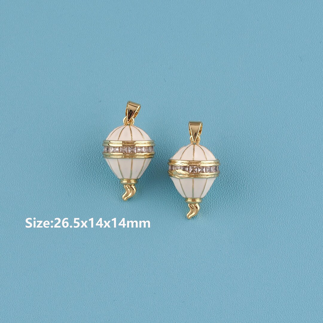 18K Gold Filled Hot Air Balloon Pendant,enamel CZ Balloon Charms ...