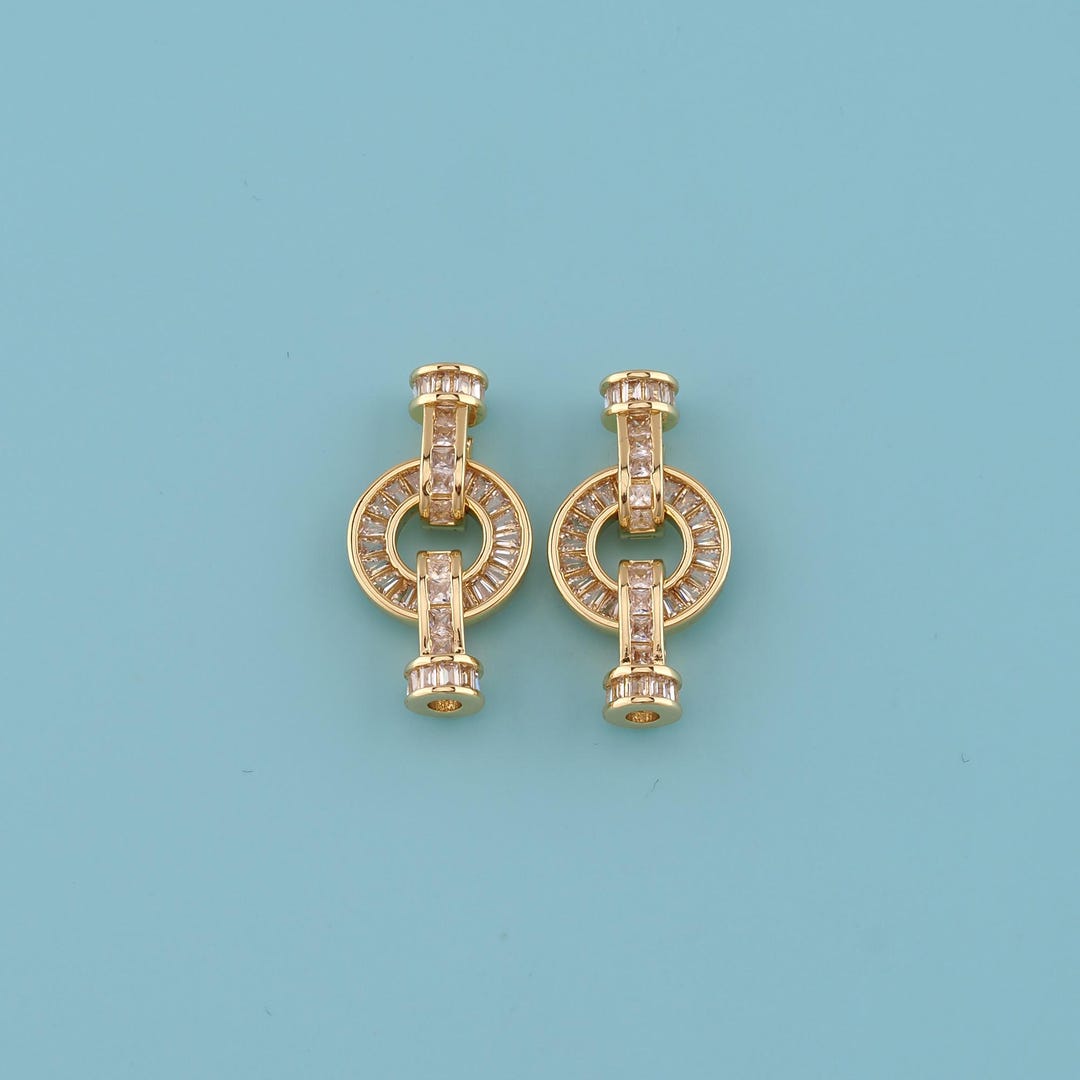 18K Gold Filled Round Clasp,interlocking Connector,shackle and Screw,cz ...