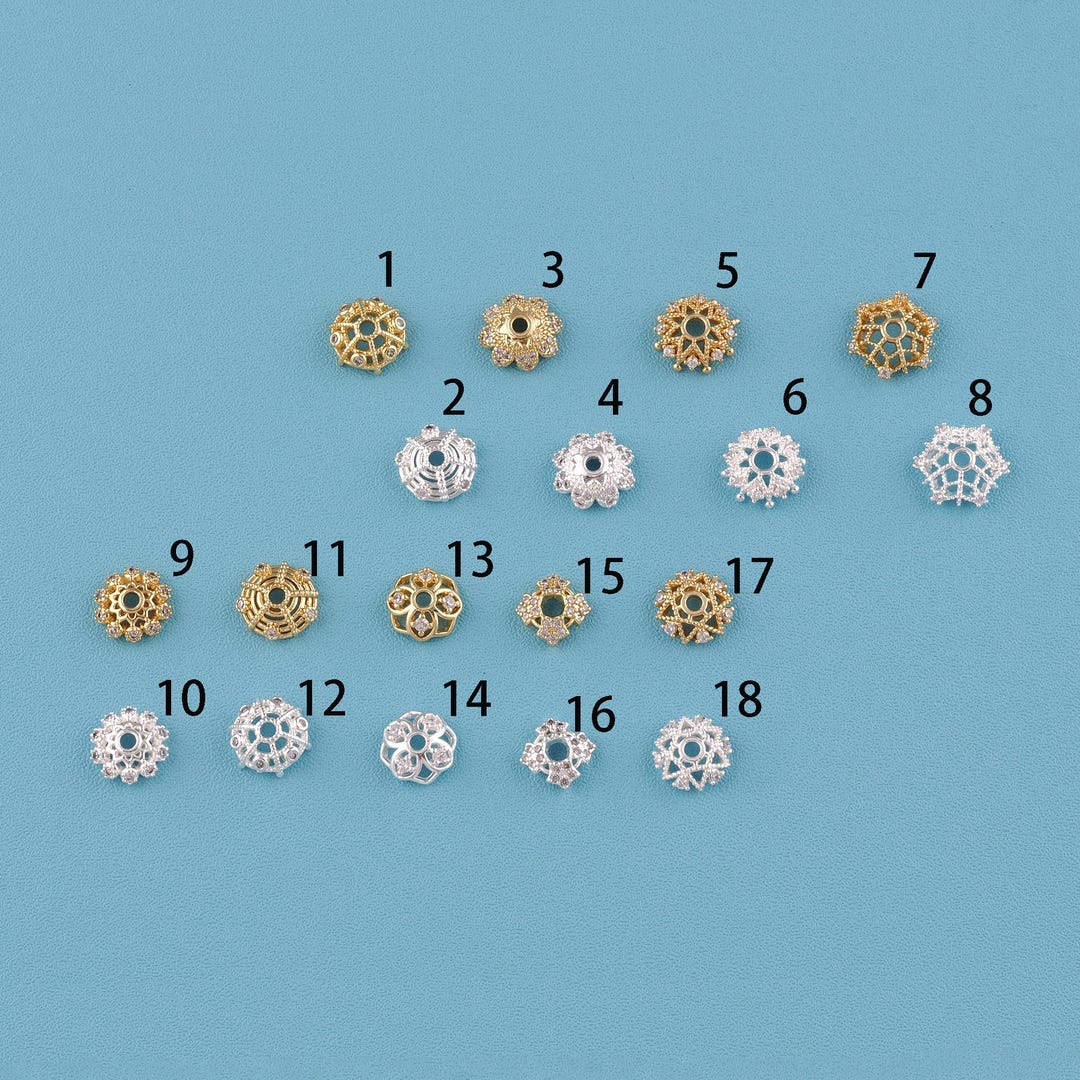 18K Gold Filled Flower Bead Caps,flower Bead Support,end Caps,beading ...