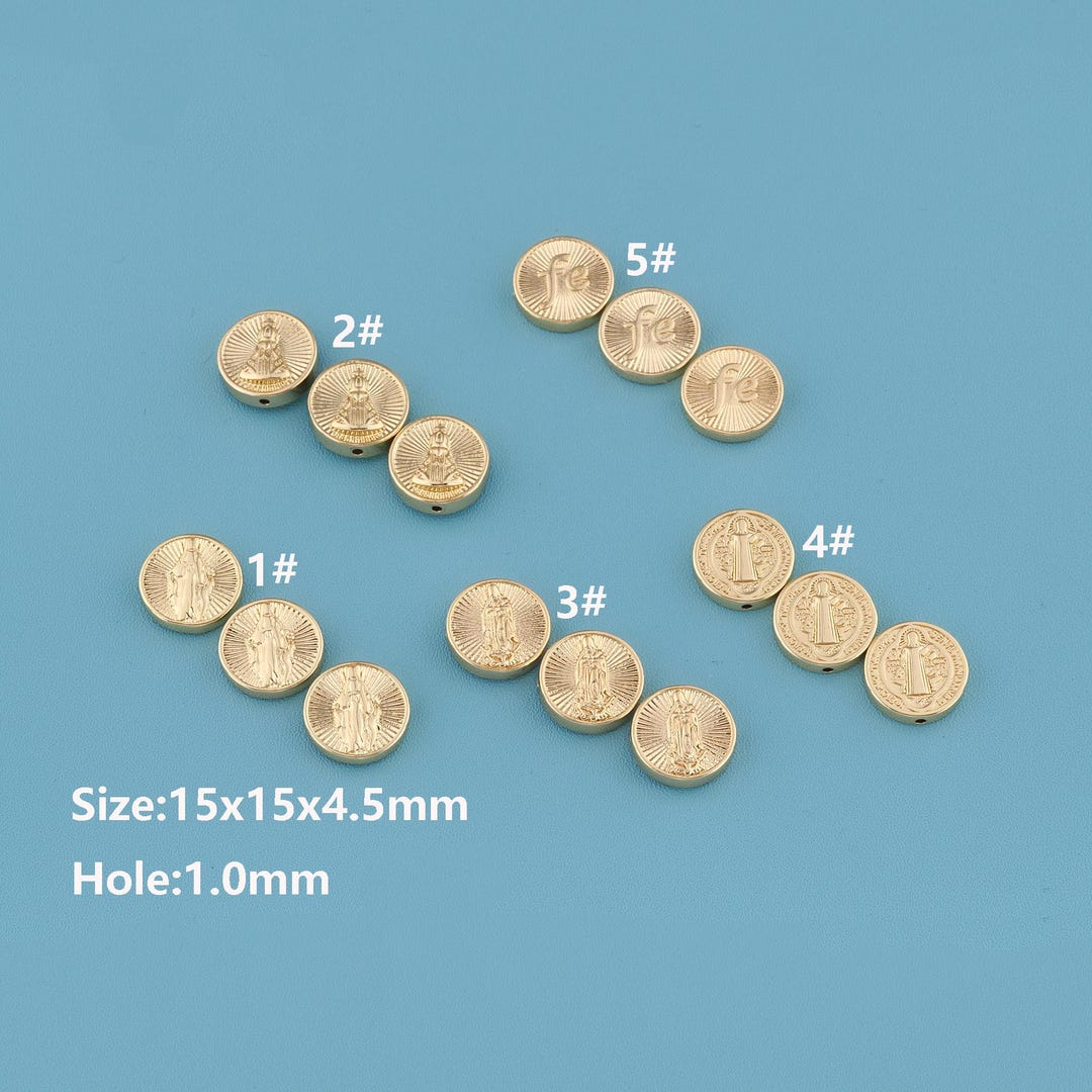 18K Gold Filled Saint Benedict Beads,virgin Mary Beads,fe Beads ...