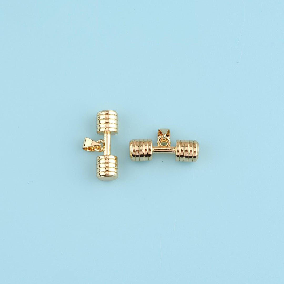 18K Gold Filled Dumbbell Pendant, Dumbbell Charm Necklace,diy Jewelry ...