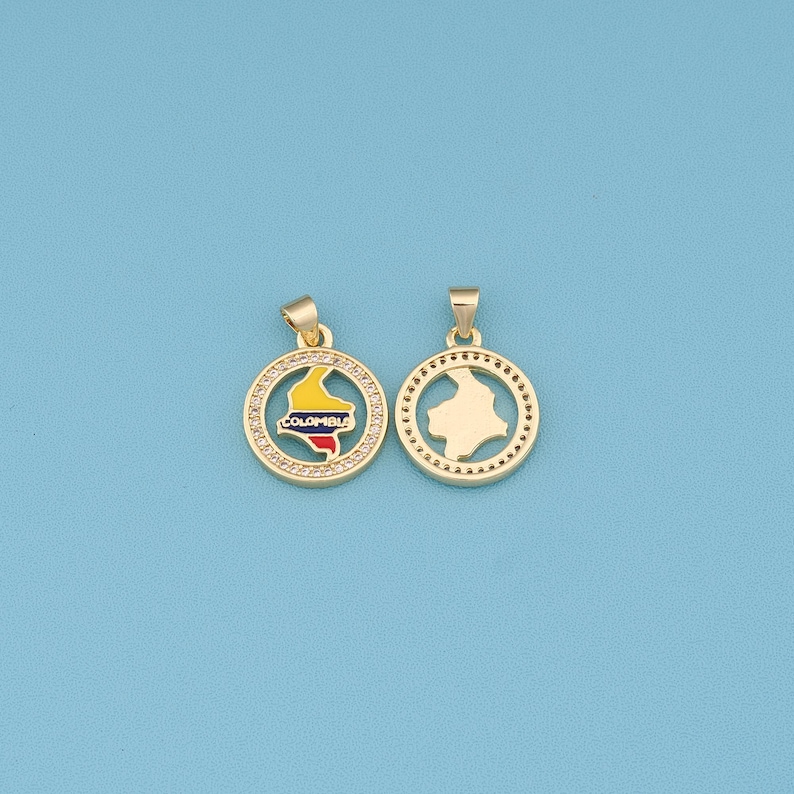18K Gold Filled Colombia Map Bogotá,personalized Travel Charm,enamel ...