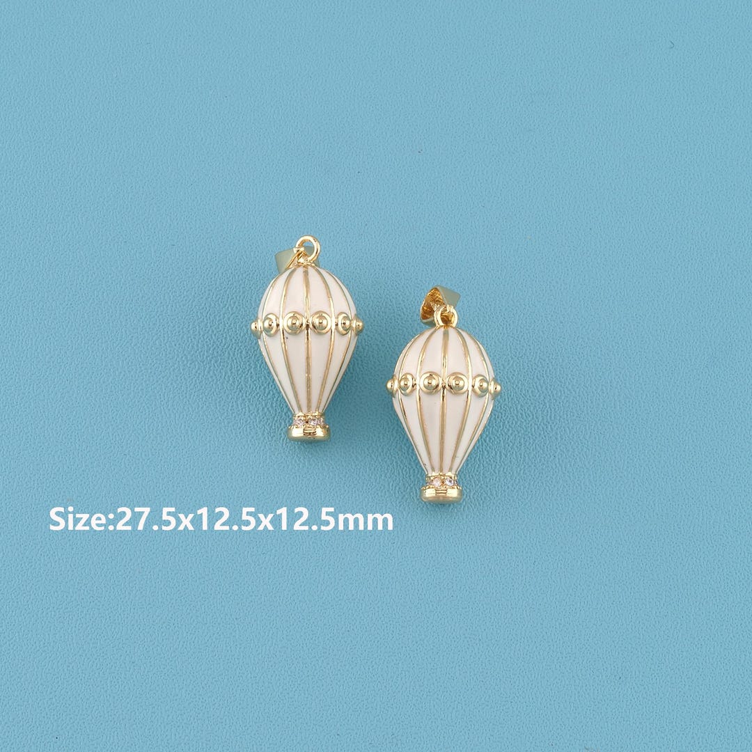 18K Gold Filled Hot Air Balloon Pendant,enamel CZ Balloon Charms ...