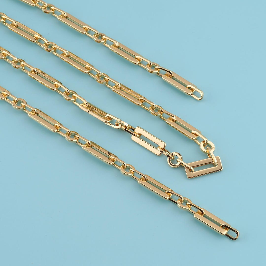 1 Meter 18K Gold Filled Rectangle Link Necklace,exquisite Rectangle ...
