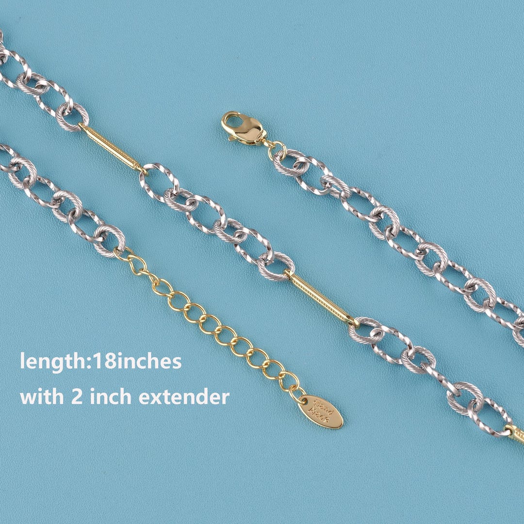 18K Gold Filled Double Link Chain Necklace,two Tone Link Necklace ...