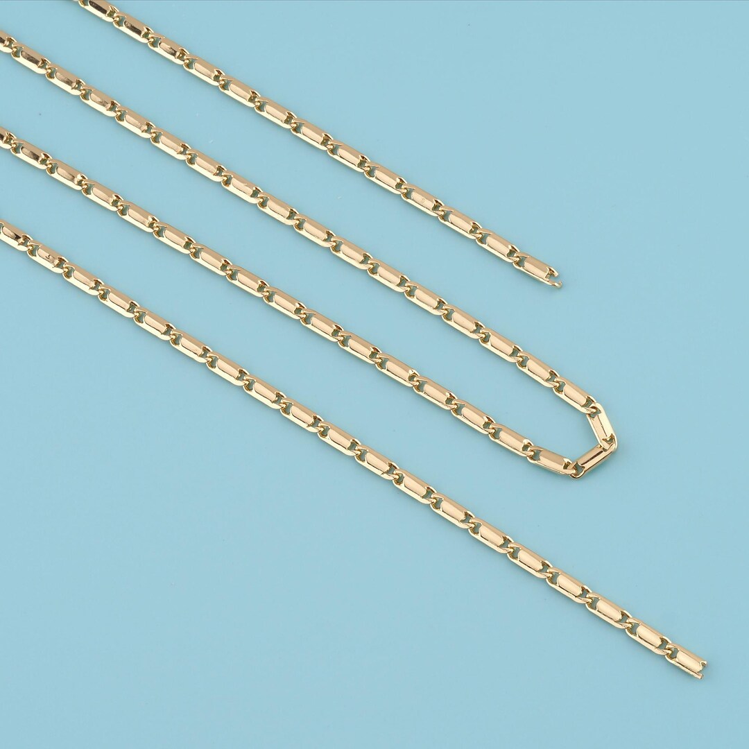 1 Meter 18K Gold Filled Rectangle Link Necklace,hammered Chain,gold ...
