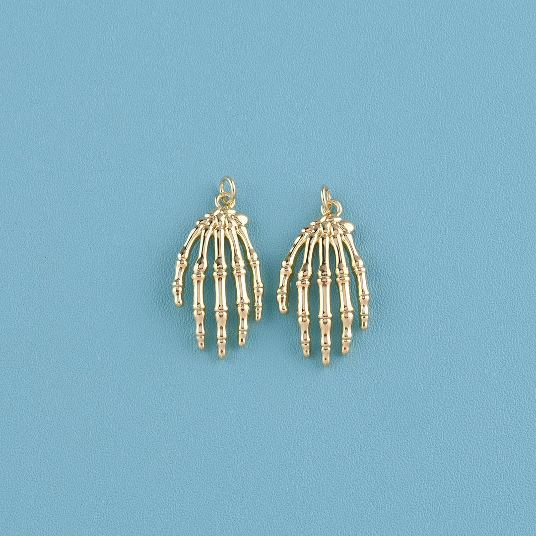 18K Gold Filled Skeleton Hand Pendant,spooky Necklace,gothic Skeleton ...