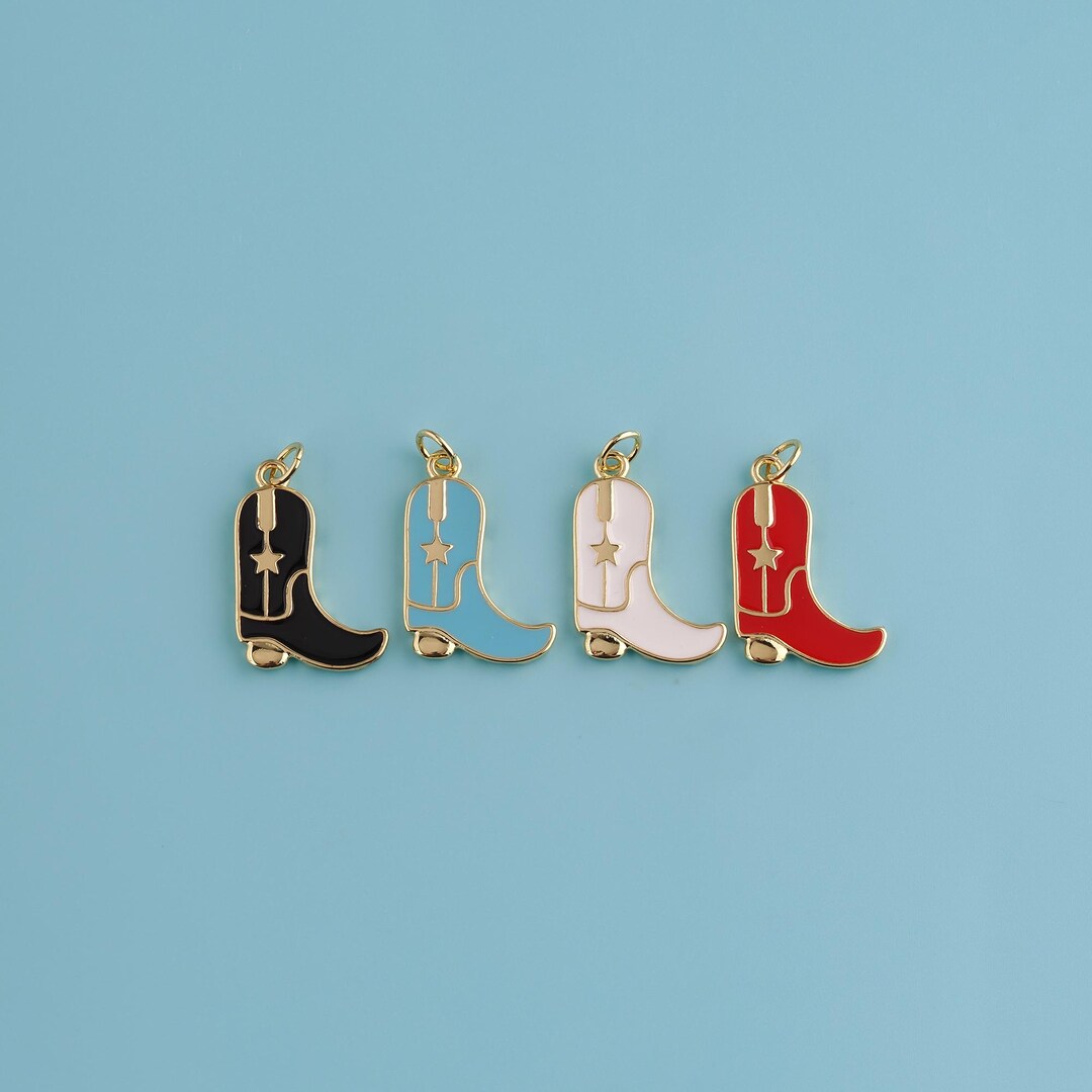 18K Gold Filled Boots Pendant,cowboy Boots Charm Necklace,enamel Boot ...