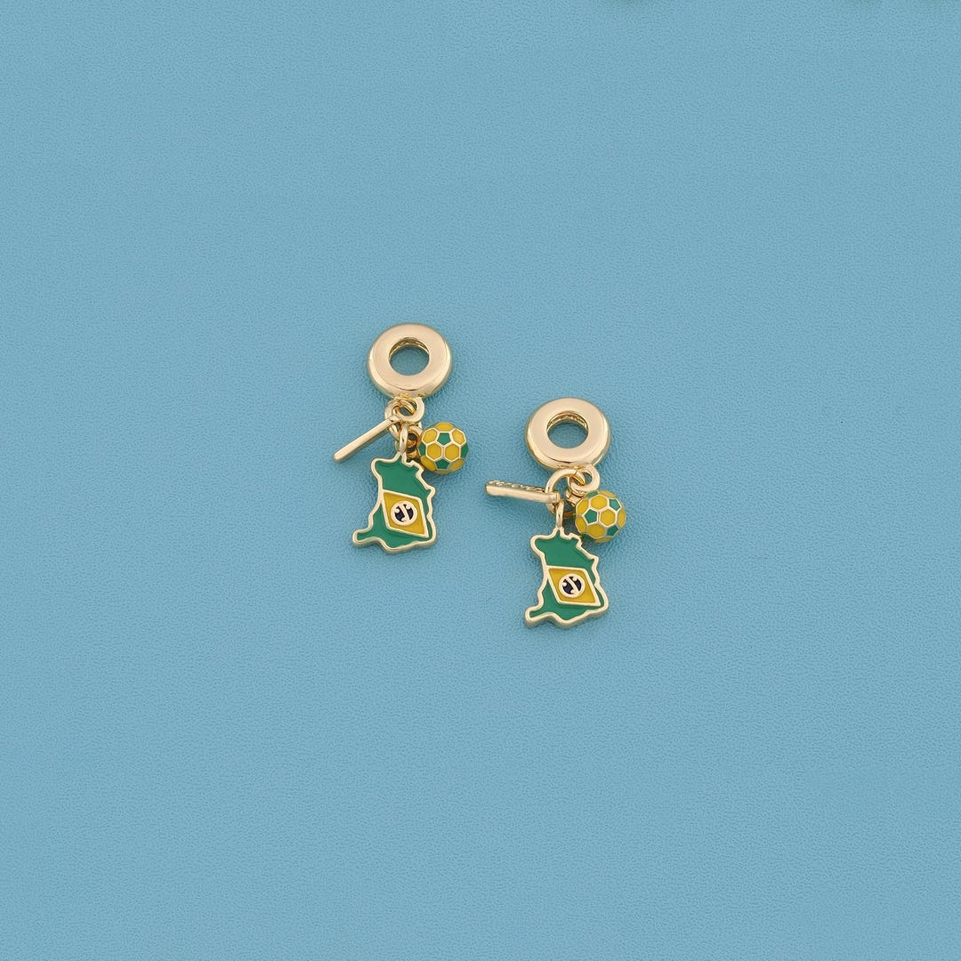 18K Gold Filled Brazilian Football Pendant,football Charms,charm for ...