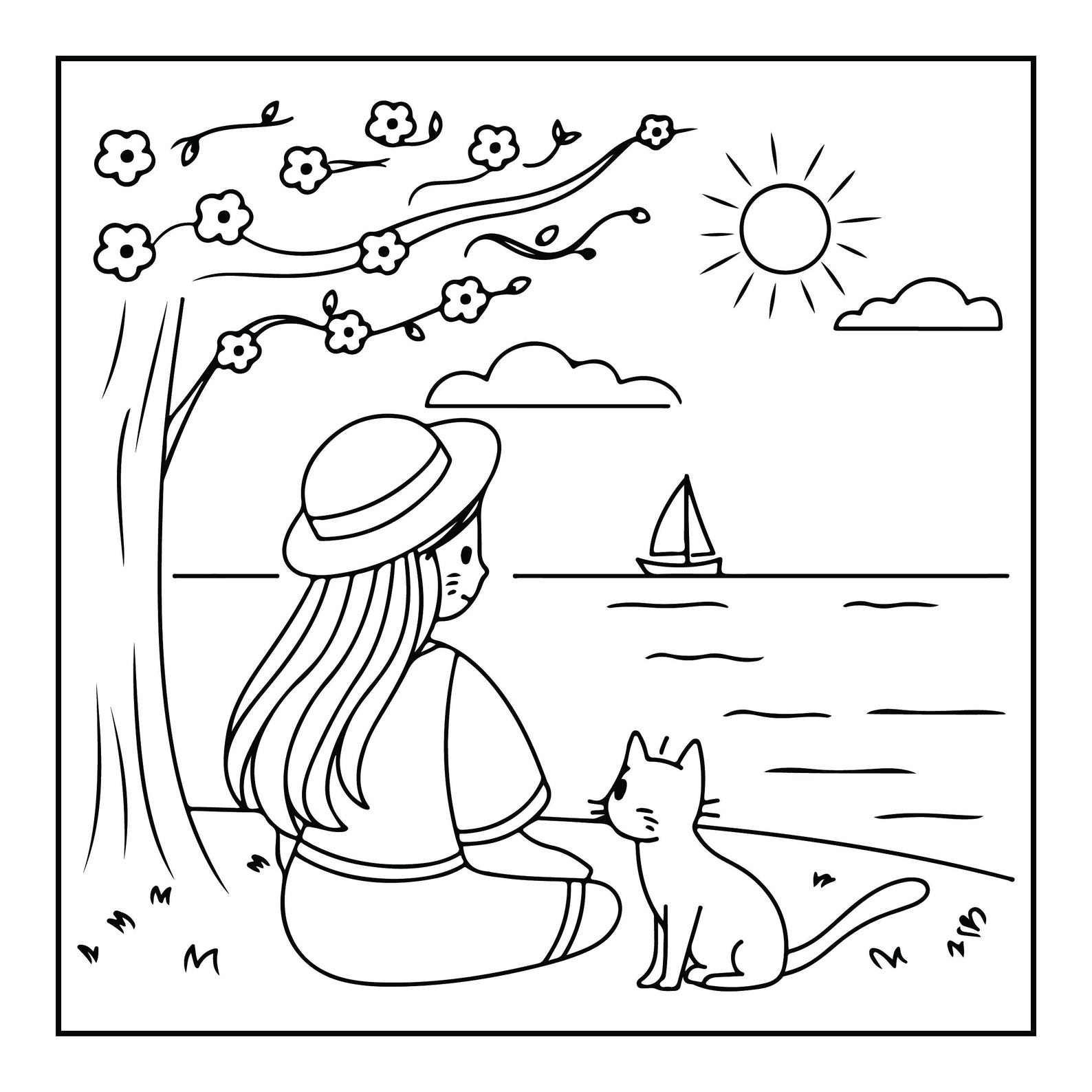 Cozy Girl Moments Coloring Pages - Etsy