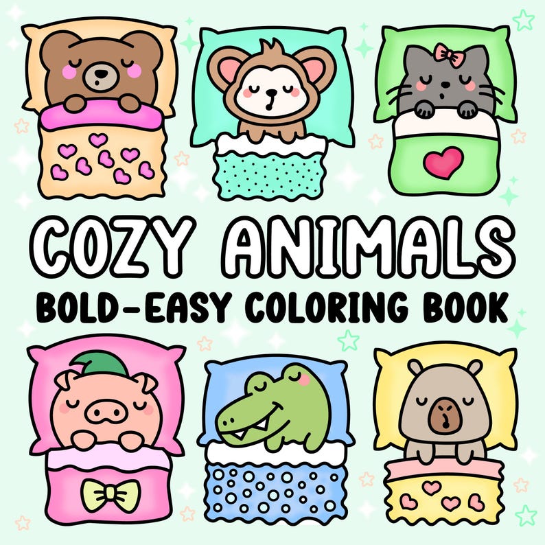 Cozy Animals Bold and Easy Coloring Book | INSTANT DOWNLOAD - Etsy
