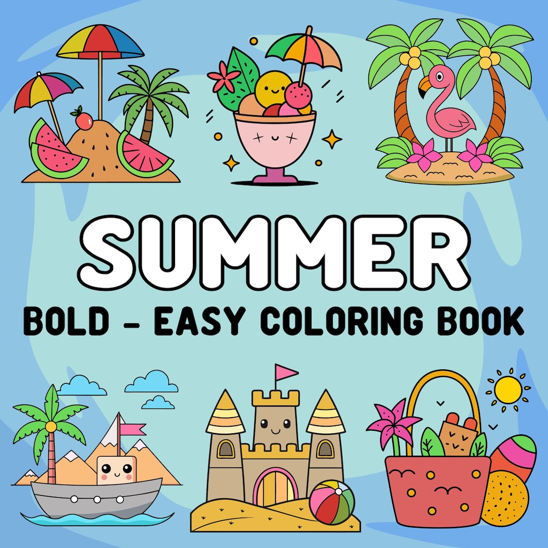 Easy Summer Coloring Book Pages - Etsy