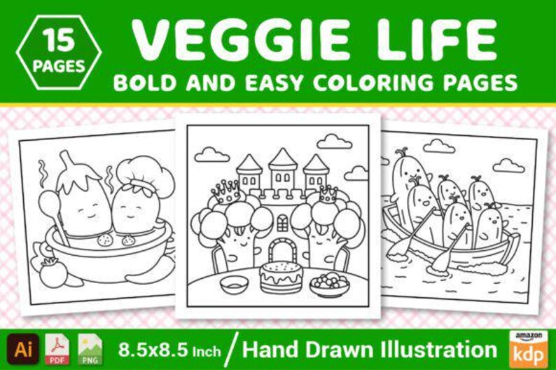 Veggie Life Bold and Easy Coloring Pages | INSTANT DOWNLOAD - Etsy