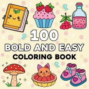 100 Bold and Easy Coloring Book - Etsy