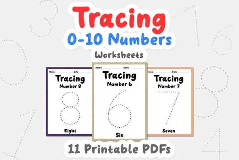 Tracing Number 1-10 Worksheet for Kids - Etsy
