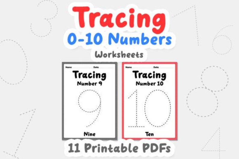 Tracing Number 1-10 Worksheet for Kids - Etsy