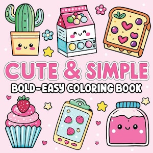 Bold & Simple Coloring Pages: Easy Illustrations (PDF Download 8.5x8.5 ...