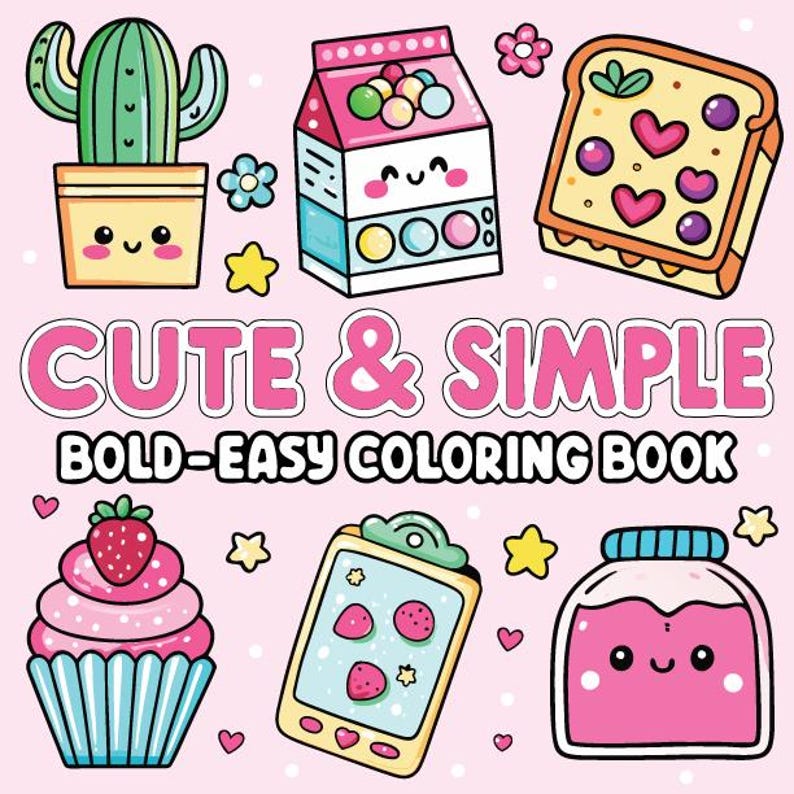 Bold & Simple Coloring Pages: Easy Illustrations (PDF Download 8.5x8.5 ...
