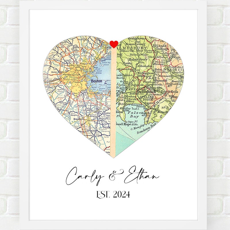 Heart Map Art - Etsy
