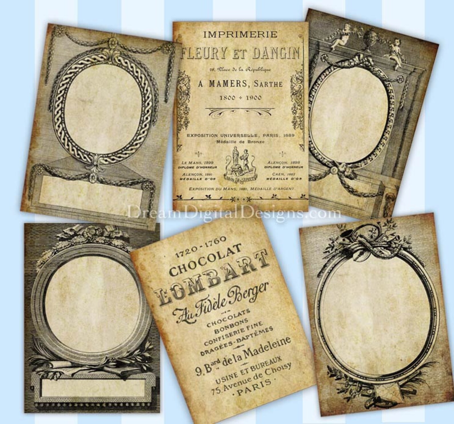 Vintage Paris Tags ATC Labels Digital Frames Printable Gift - Etsy