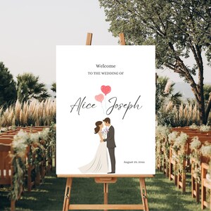 Minimally Wedding Welcome Sign Template - Cute Wedding Sign, Editable ...