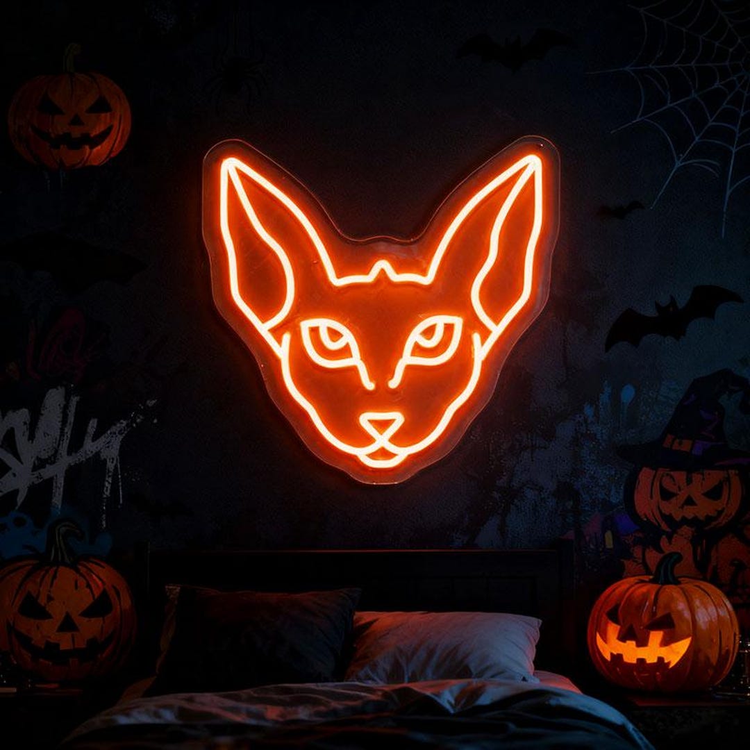 Sphynx Cat Neon Sign,sphynx Cat Head Led Sign,hairless Sphynx Neon ...