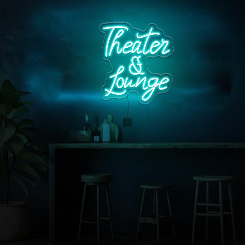 Theater Lounge Neon Sign, Theater Sign, Home Theater Sign Movie Room ...