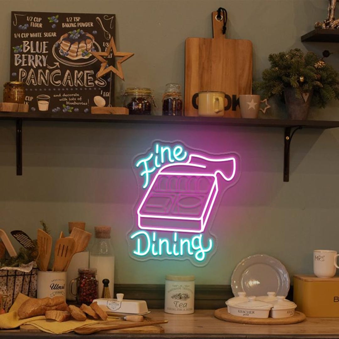 Fine Dining Neon Sign,food Wall Art for Kitchen,school Food Decor,lunch ...