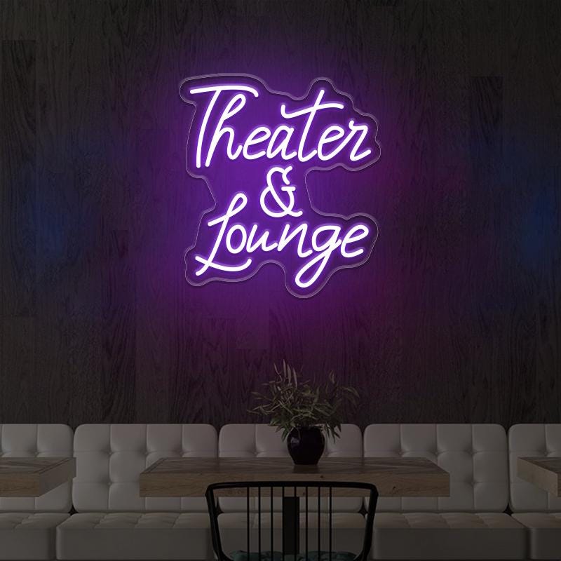 Theater Lounge Neon Sign, Theater Sign, Home Theater Sign Movie Room ...