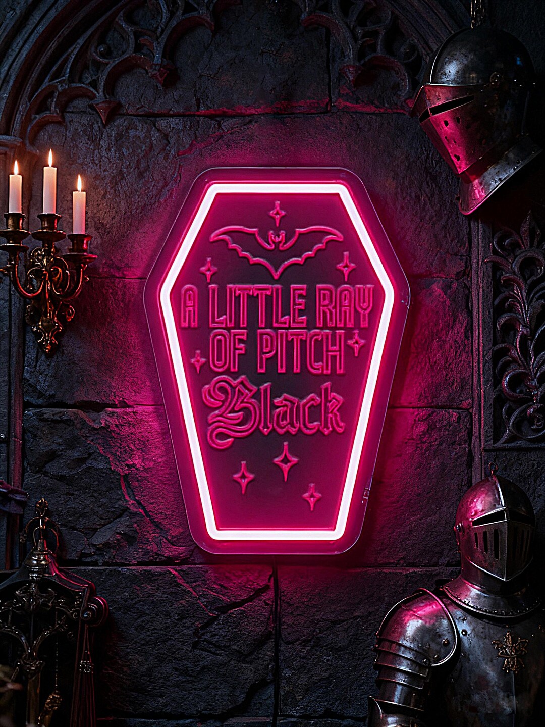 A Little Ray of Pitch Black Neon Sign,gothic Coffin Neon Sign,gothic ...