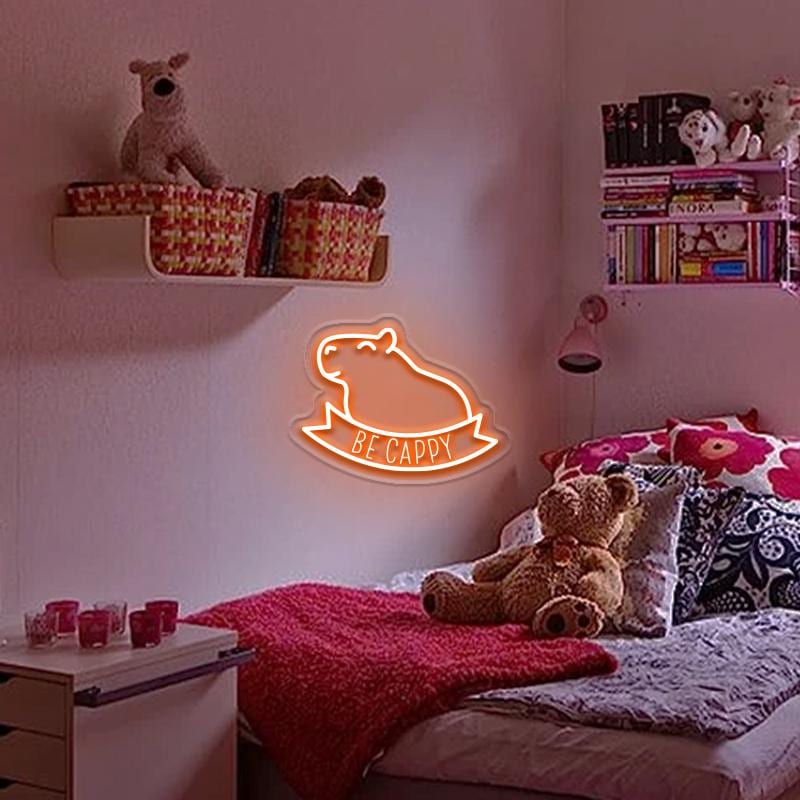 Be Cappy Neon Sign,capybara Led Sign,capybara Light,capybara Neon Sign ...