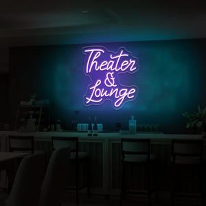 Theater Lounge Neon Sign, Theater Sign, Home Theater Sign Movie Room ...
