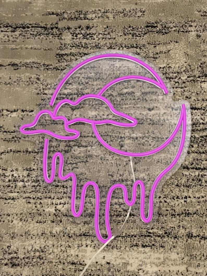 Melting Moon Neon Sign, Moon Clouds Neon Lights, Moon Decor Neon Light ...