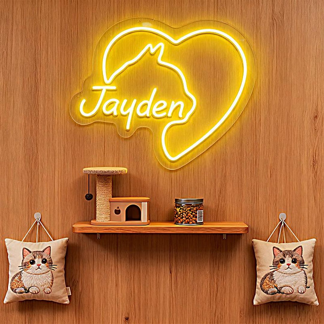 Custom Cat Name Neon Sign,personalized Name Cat Neon Sign,custom Kids ...