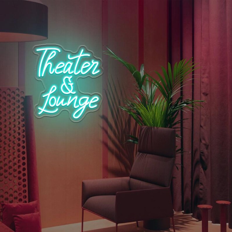 Theater Lounge Neon Sign, Theater Sign, Home Theater Sign Movie Room ...