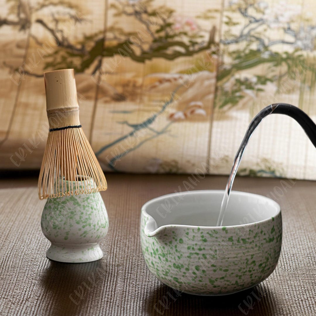 Ceramic Matcha Set for Tea Ritual Matcha Bowl With Spout Handmade ...
