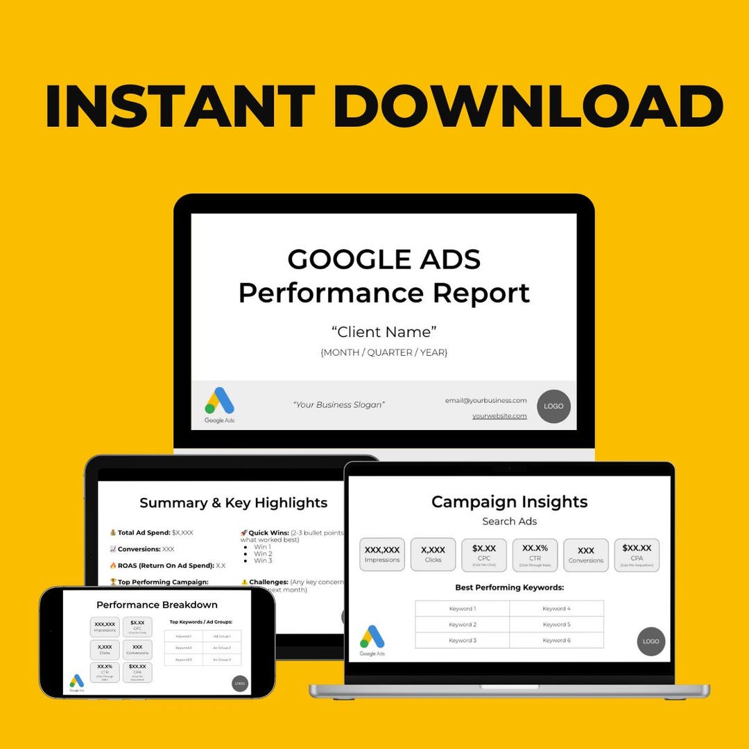 Google Ads Performance Report Template | Editable in Google Slides ...