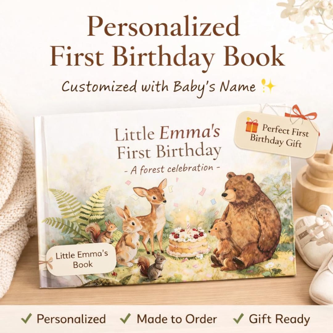 Personalized First Birthday Baby Book, Custom 1st Birthday Gift, 1st ...
