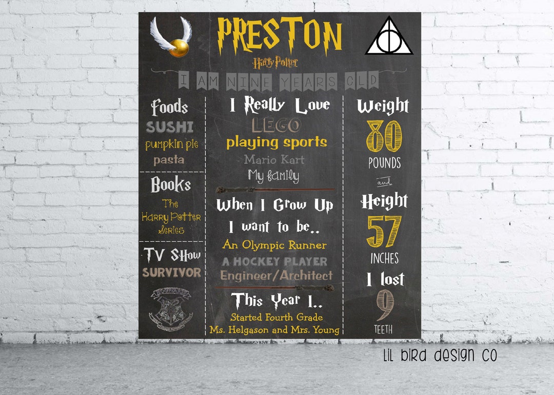 Harry Potter Birthday Poster | HP | Harry Potter Theme | Golden Snitch ...