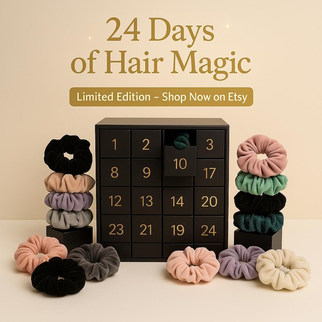 Scrunchie Advent Calendar 24 Trendy Hair Accessories • Hair Tie Gift ...